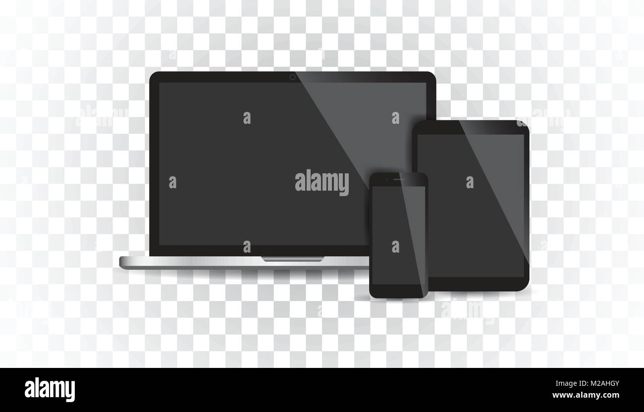 Realistic device flat Icons: smartphone, tablet, laptop. Vector ...