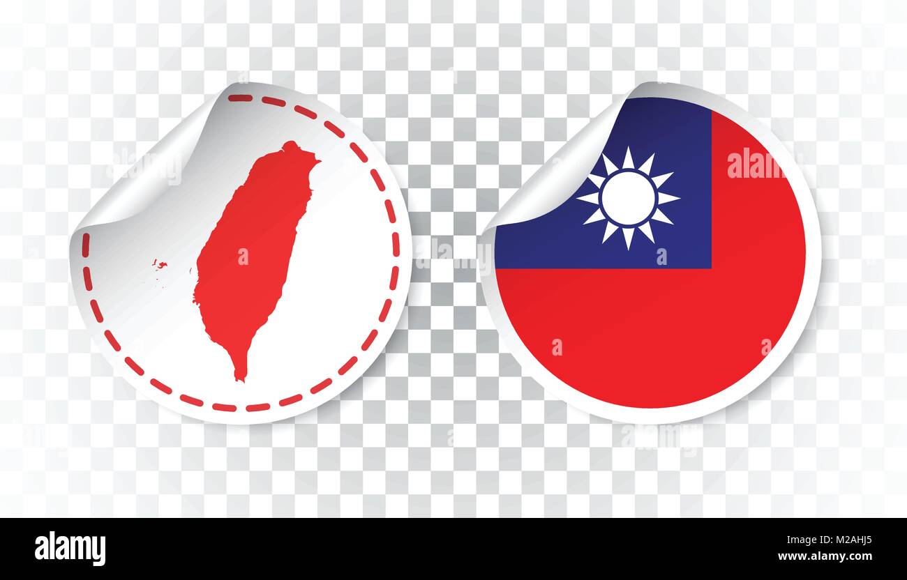 Taiwan sticker with flag and map. Label, round tag with country. Vector ...