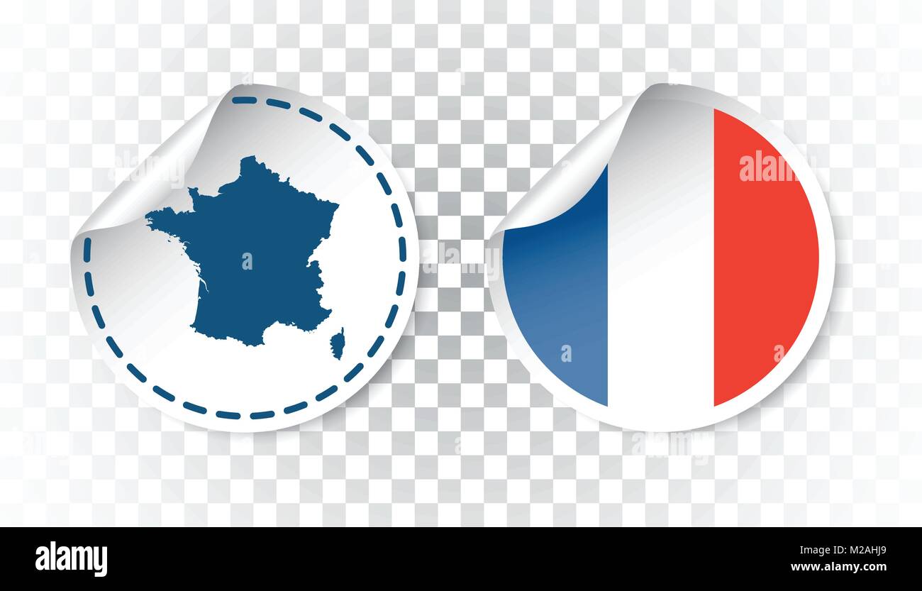 France sticker with flag and map. Label, round tag with country. Vector ...
