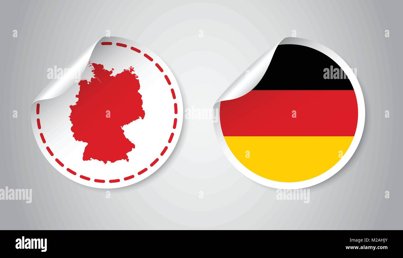 Germany sticker with flag and map. Label, round tag with country ...