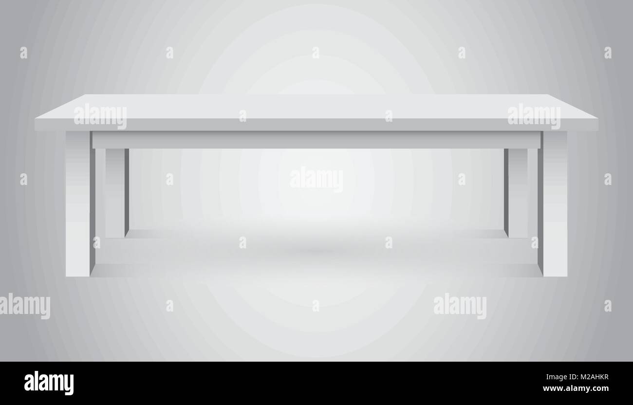Vector 3d table for object presentation. Empty white top table isolated on gray background Stock ...
