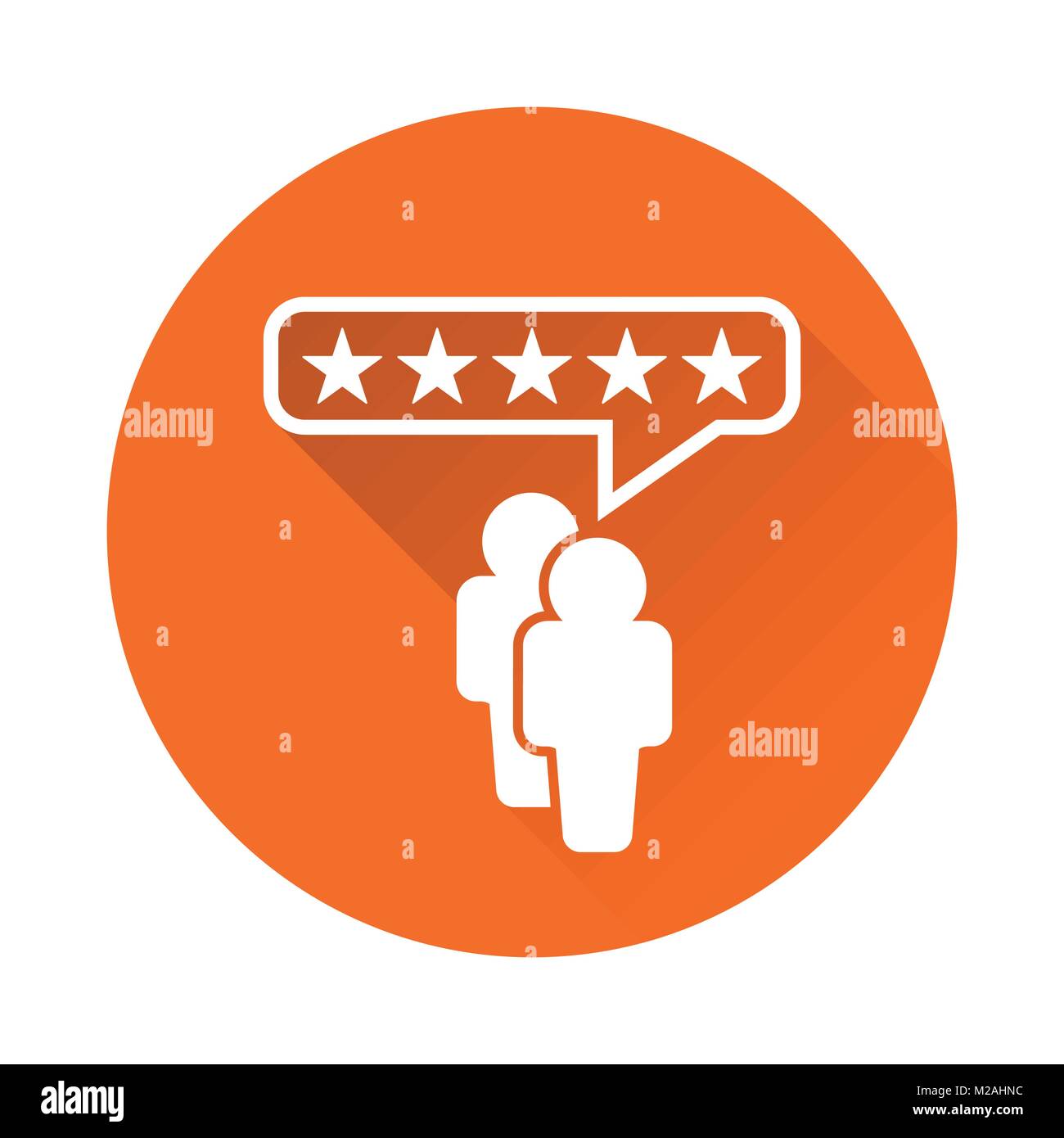 Customer reviews, rating, user feedback concept vector icon. Flat illustration on orange ...