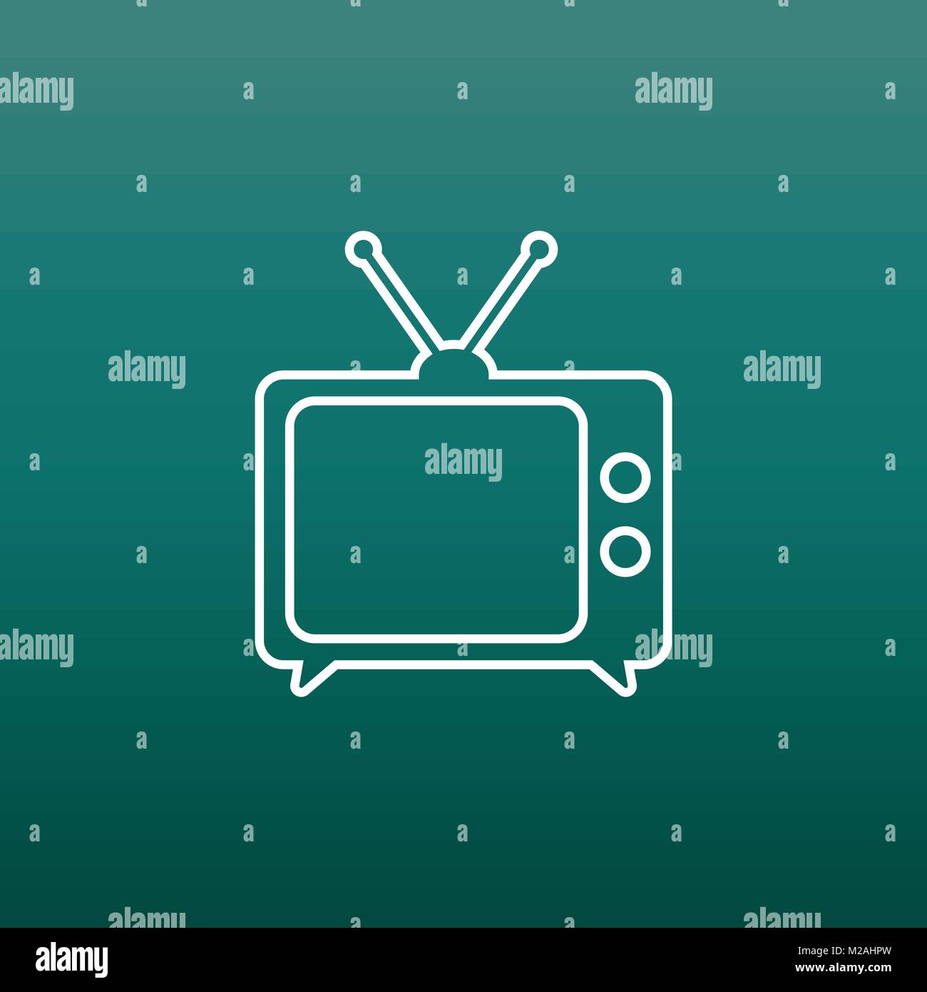 Tv Icon vector illustration in line style on green background. Television symbol for web site ...