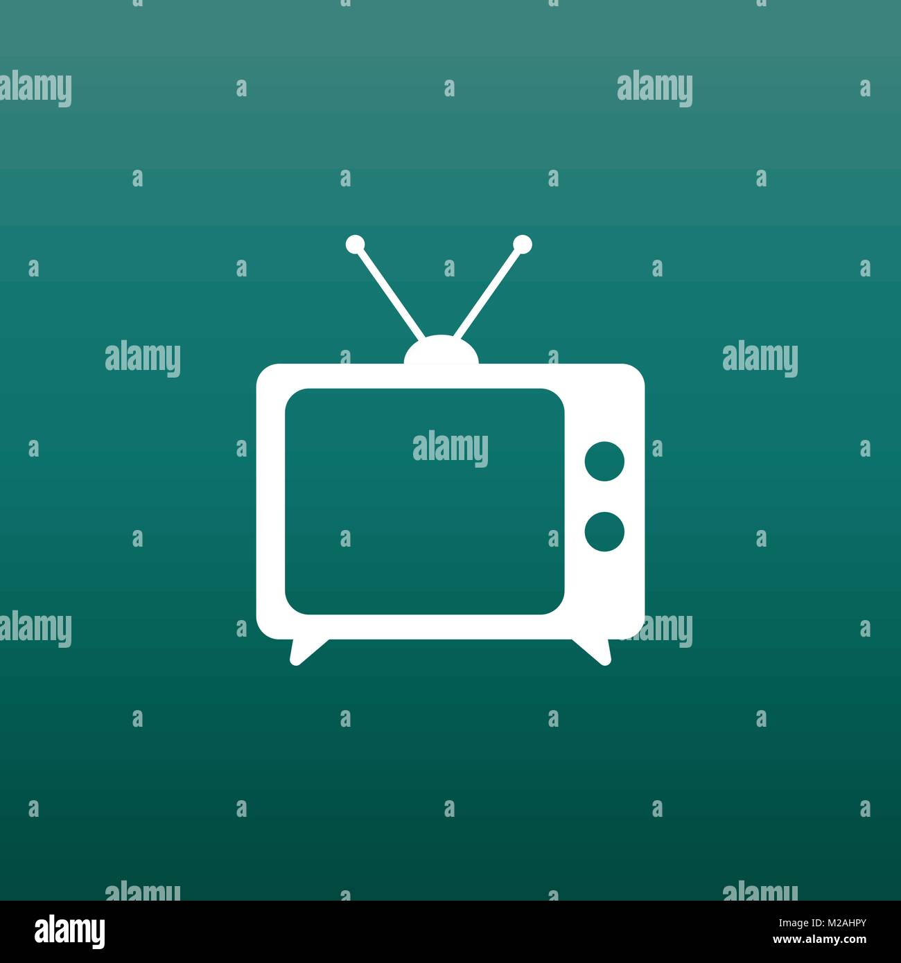 Tv Icon vector illustration in flat style on green background ...