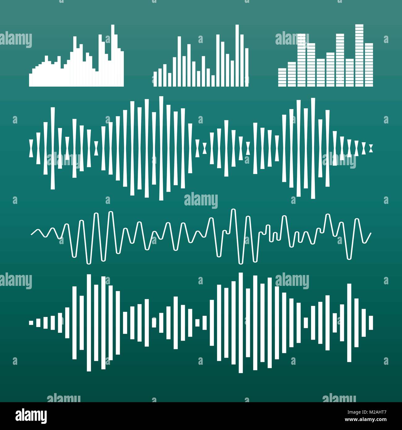 Vector sound waveforms icon. Sound waves and musical pulse vector ...
