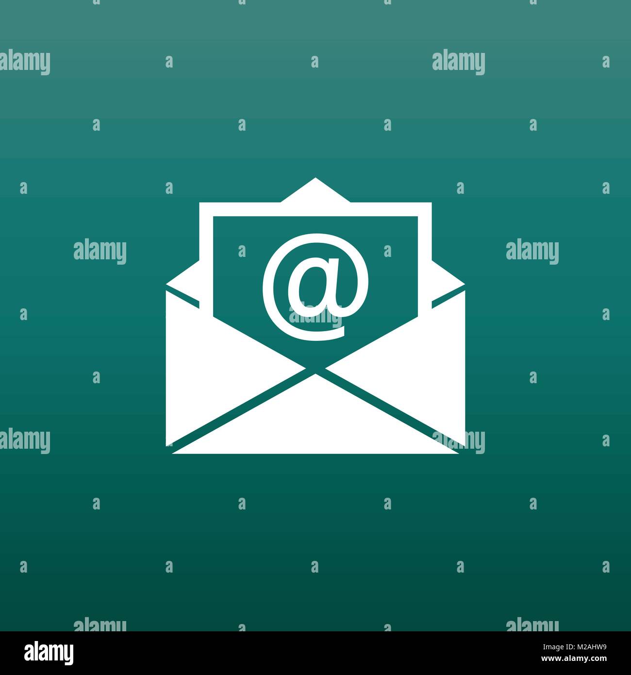 Mail envelope icon vector isolated on green background. Symbols of ...
