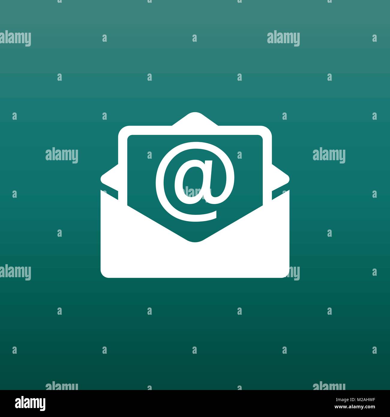 Mail envelope icon vector isolated on green background. Symbols of ...