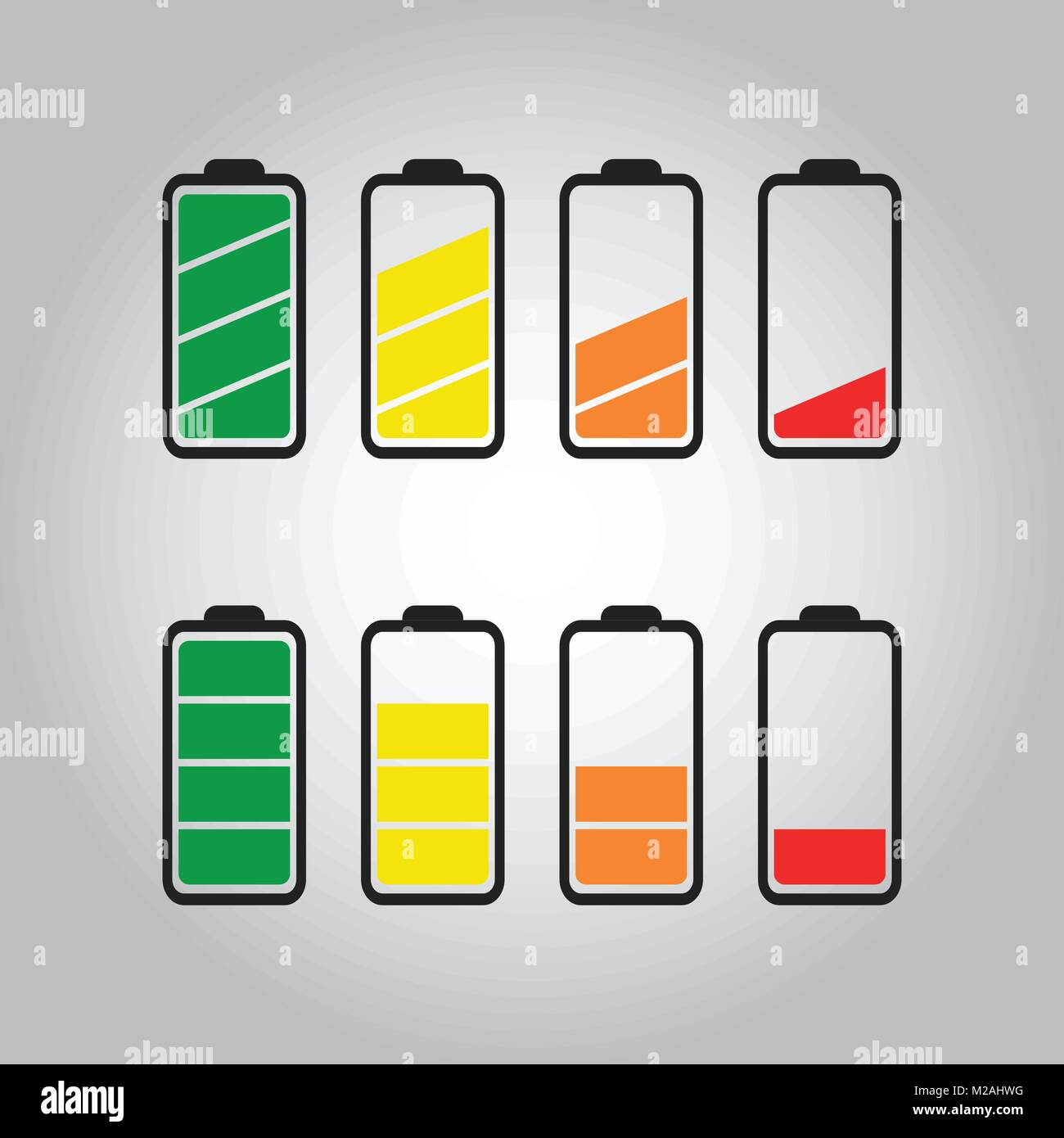 Battery icon vector set isolated on gray background. Symbols of battery ...