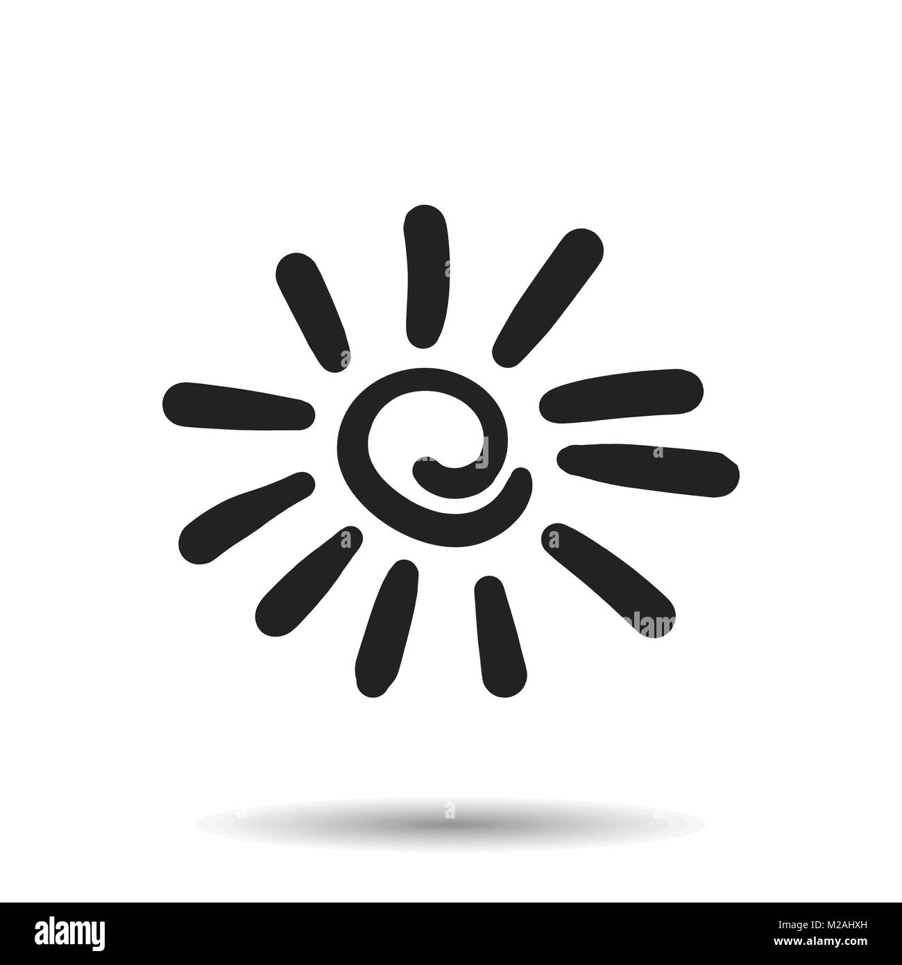 Hand drawn sun icon. Vector illustration isolated on white background ...