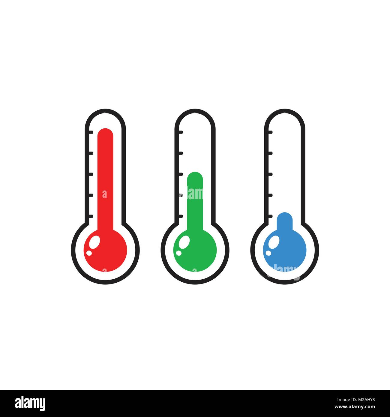 Thermometers icon with different levels. Flat vector illustration ...