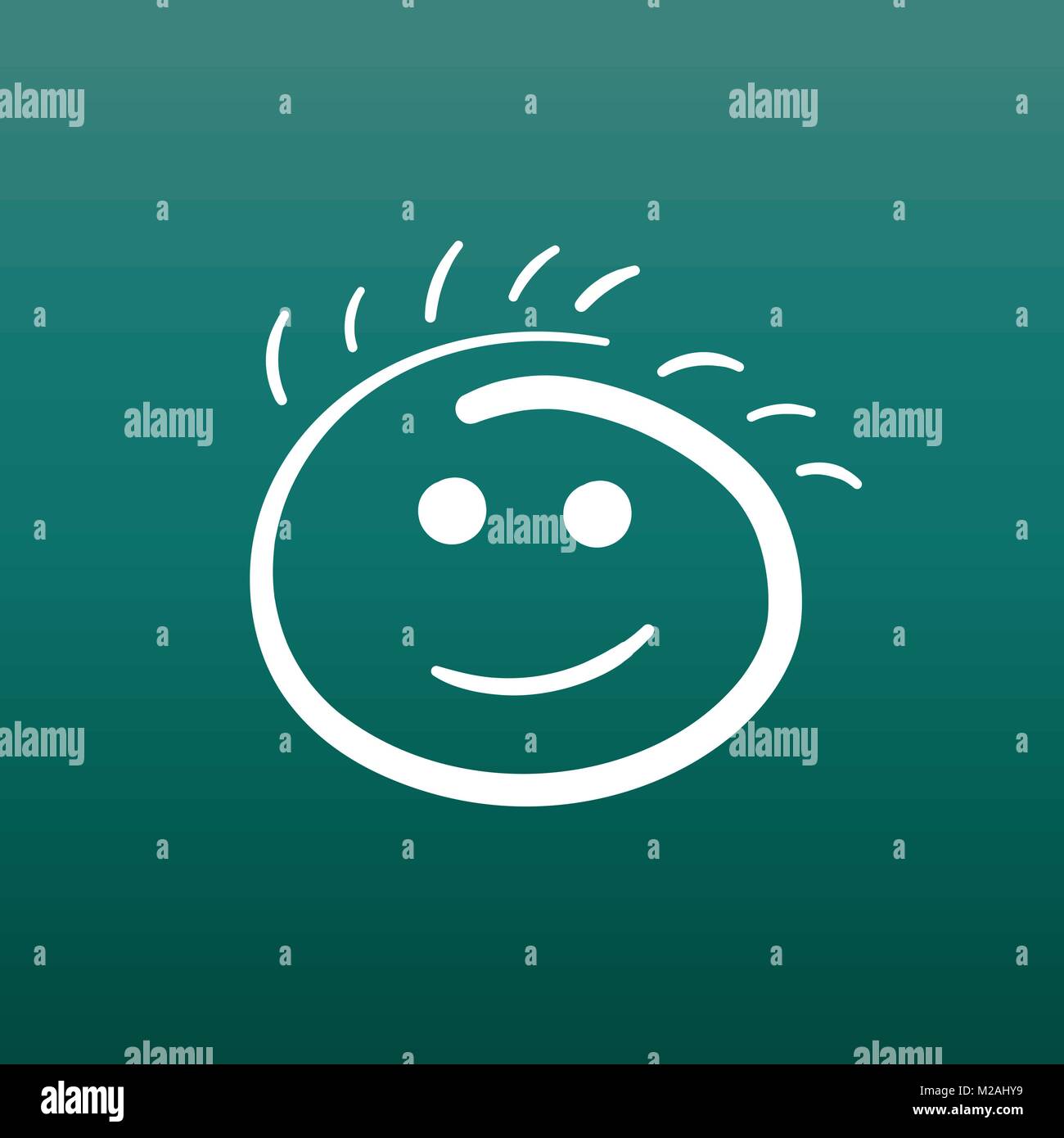 Simple smile vector icon. Hand drawn face doodle illustration on green ...