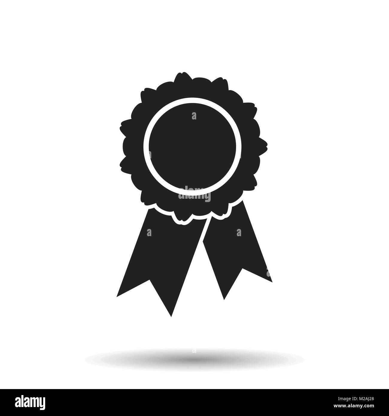 Badge with ribbon icon. Vector illustration in flat style on white ...