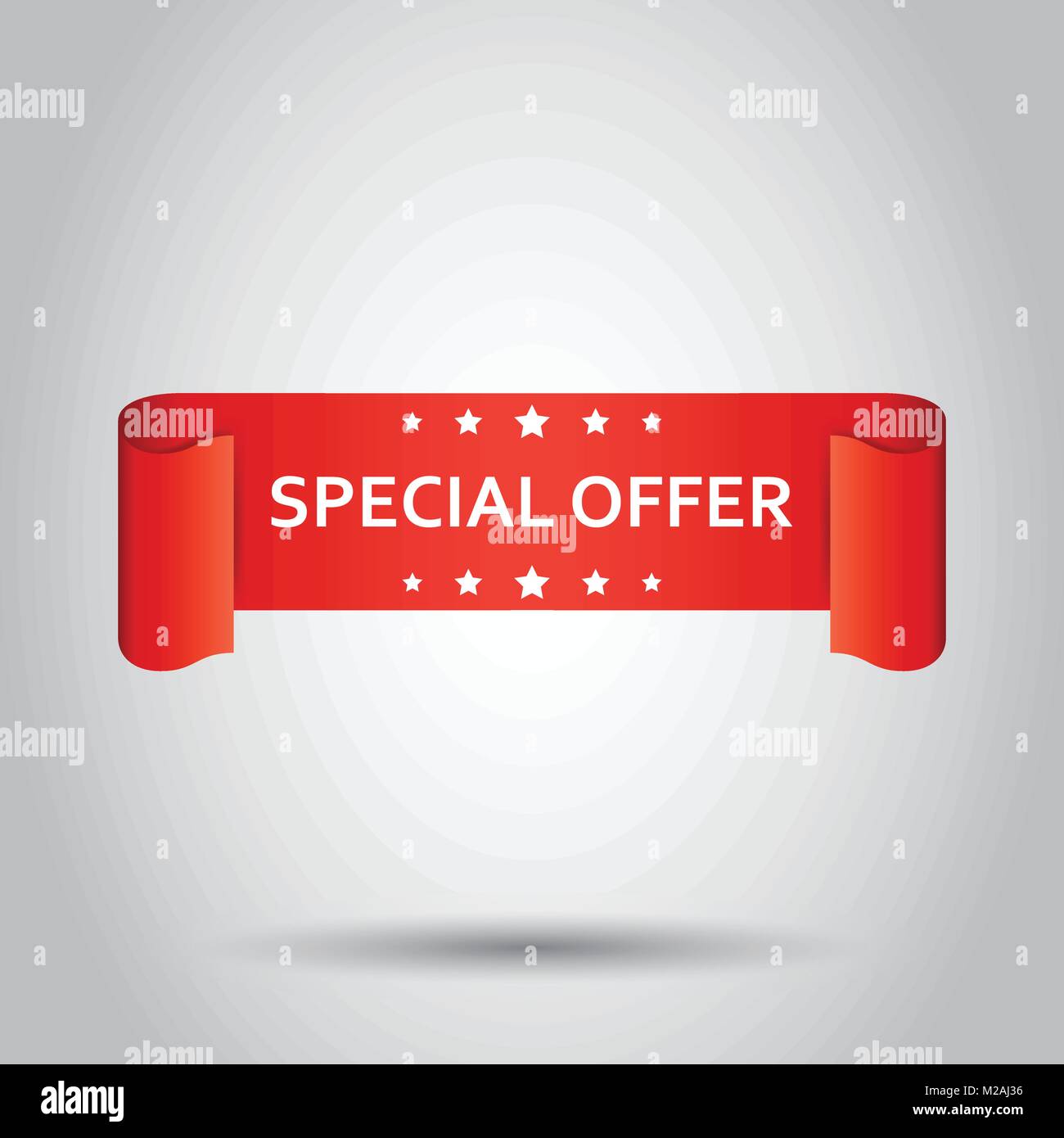 Special offer ribbon vector icon. Discount, sale sticker label on white ...