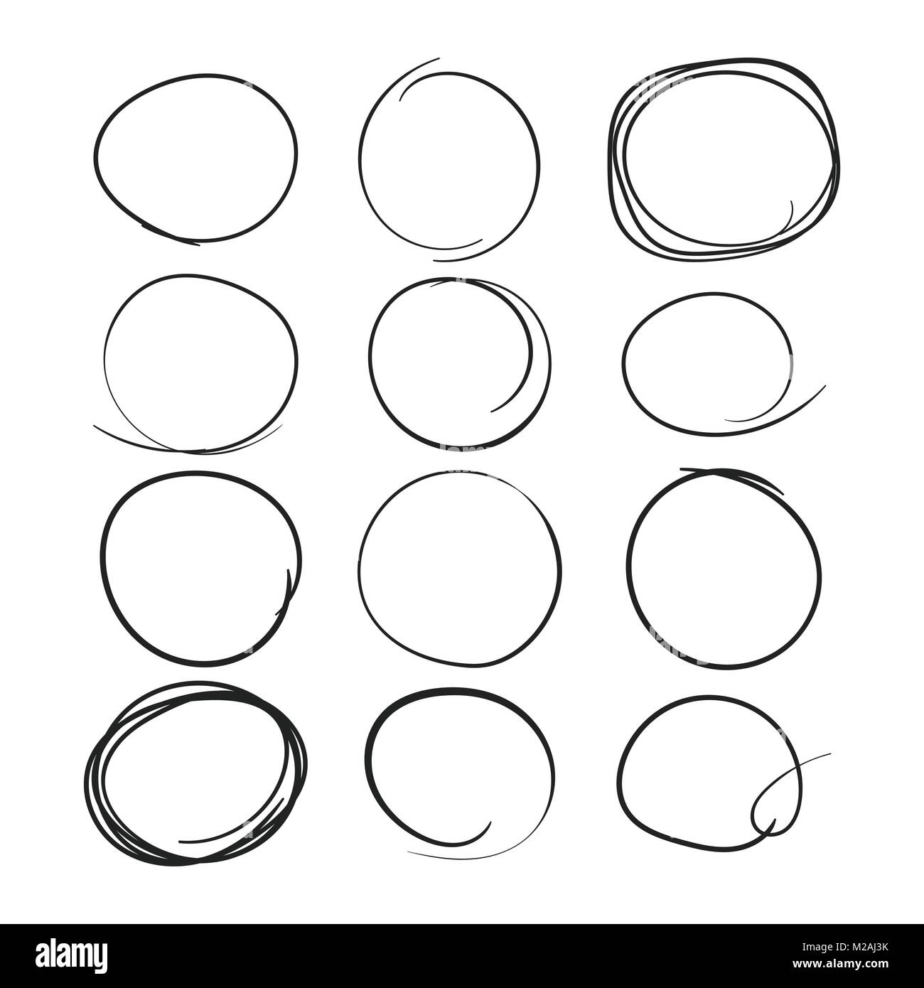 Set of the hand drawn scribble circles. Vector element. Illustration on ...