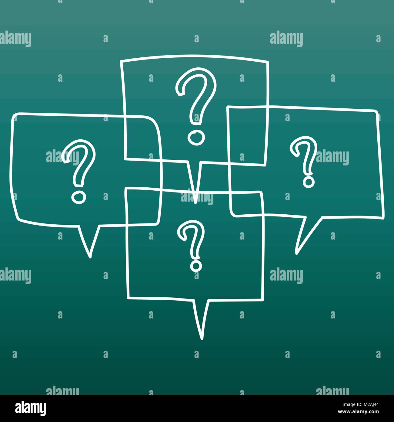 Question marks in thought bubbles. Hand drawn line art cartoon vector ...