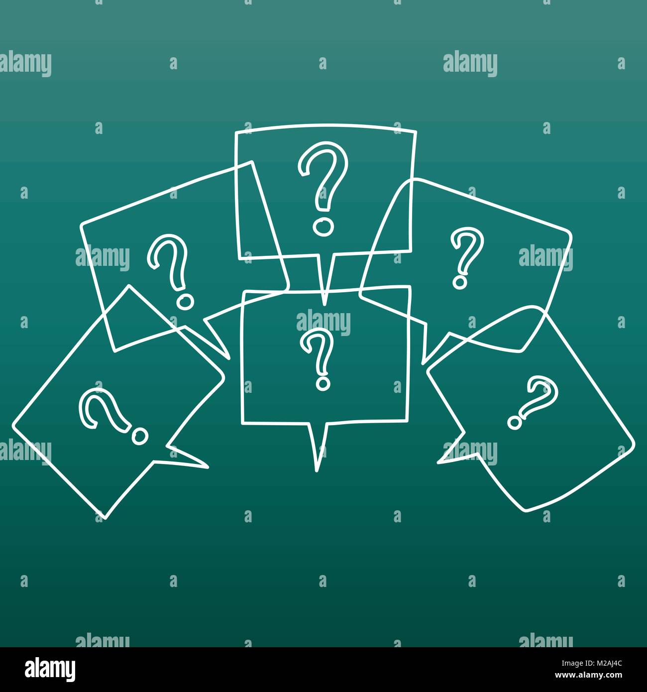 Question marks in thought bubbles. Hand drawn line art cartoon vector ...