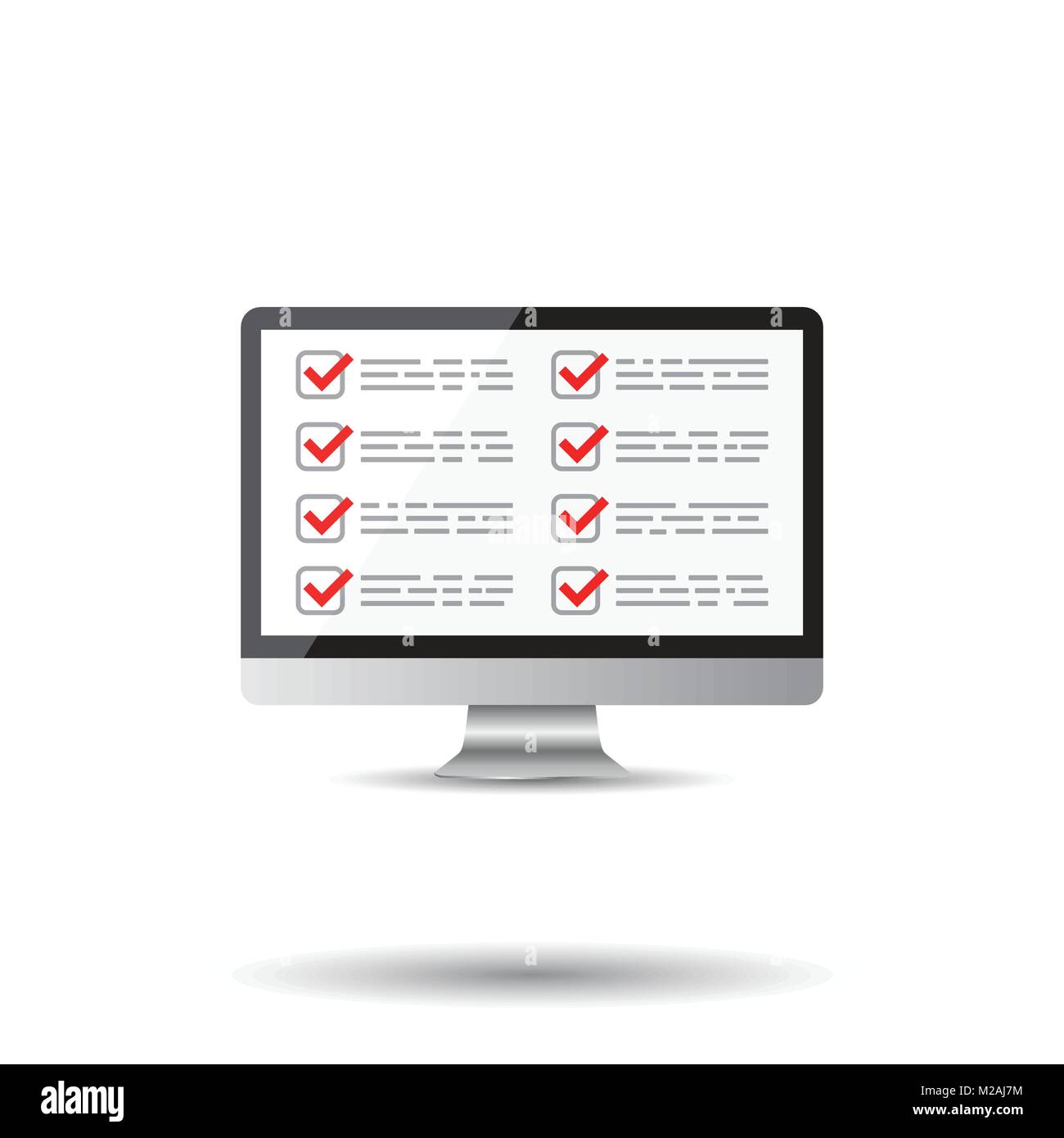 Businessman checklist with computer. Check list icon flat vector ...