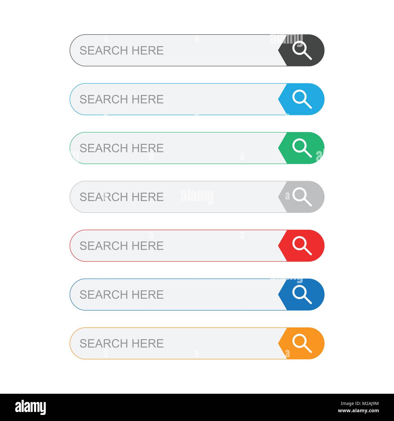 Search bar field. Set vector interface elements with search button ...