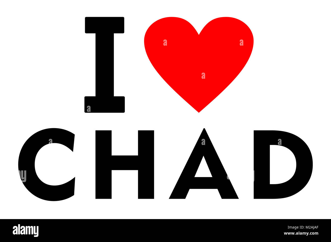 I love Chad country text red heart message Stock Photo - Alamy