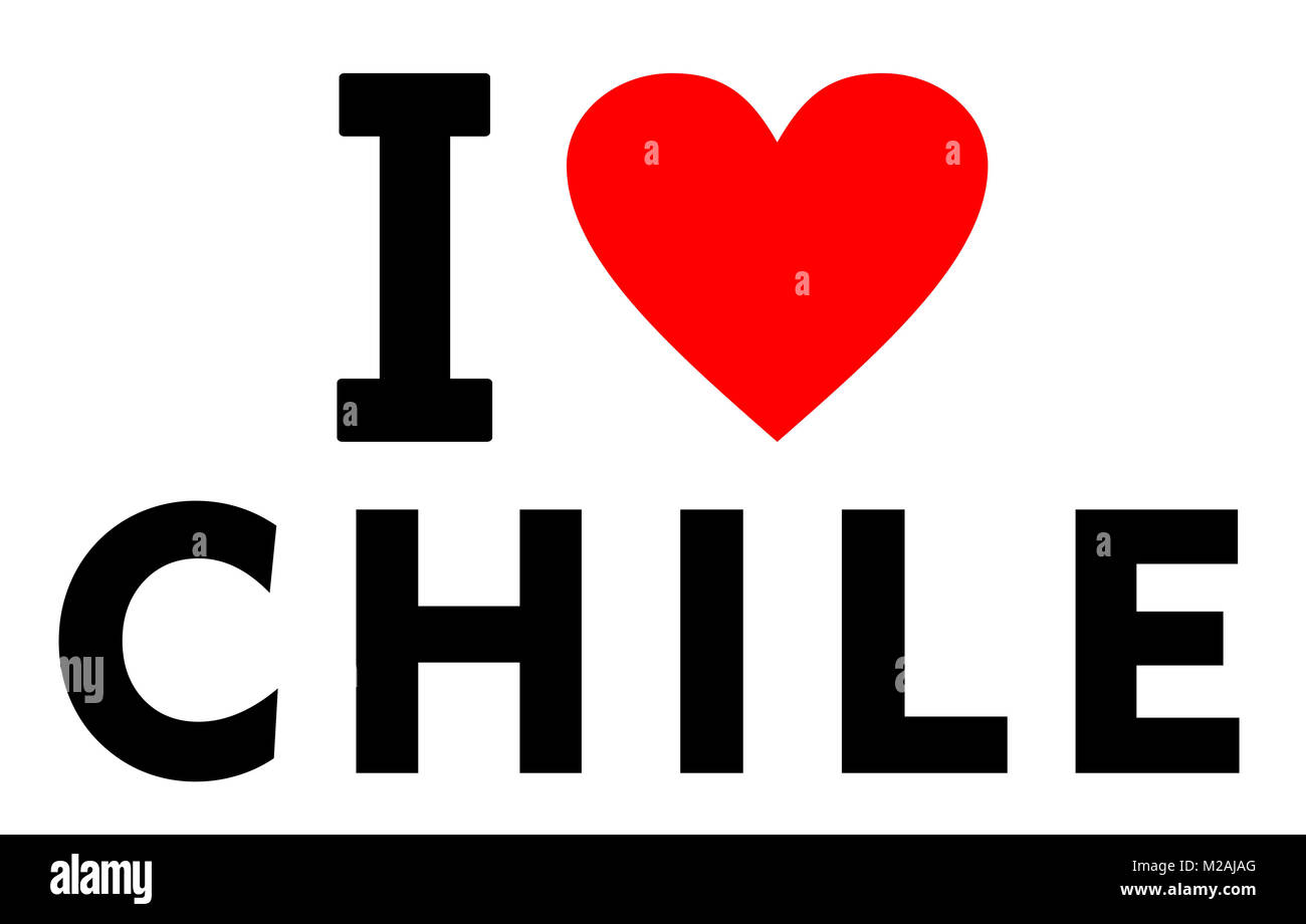 I love Chile country text red heart message Stock Photo - Alamy
