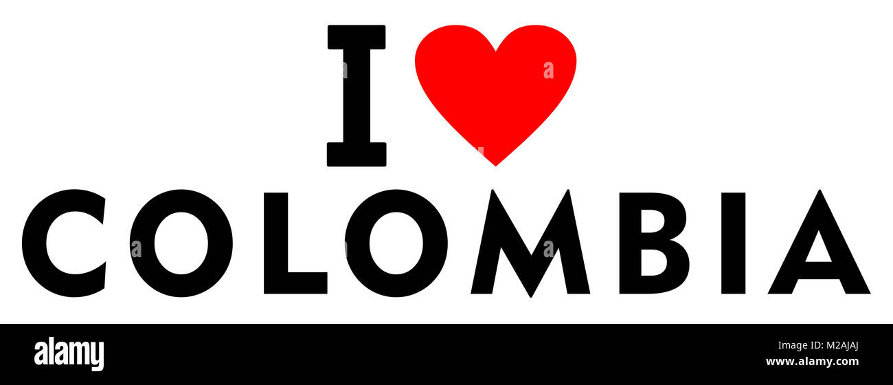 I love Colombia country text red heart message Stock Photo - Alamy