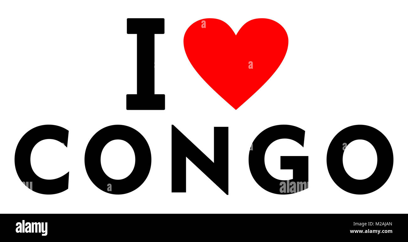 I love Congo country text red heart message Stock Photo - Alamy