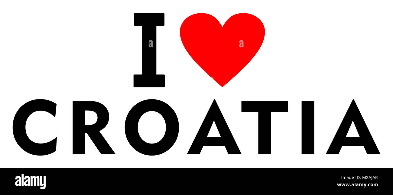 I love Croatia country text red heart message Stock Photo - Alamy