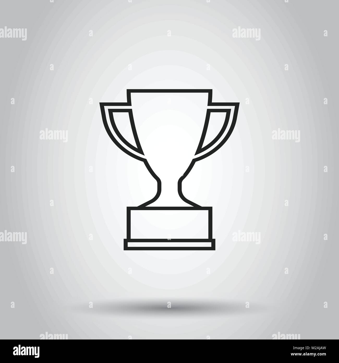 Trophy cup flat vector icon in line style. Simple winner symbol. Black ...