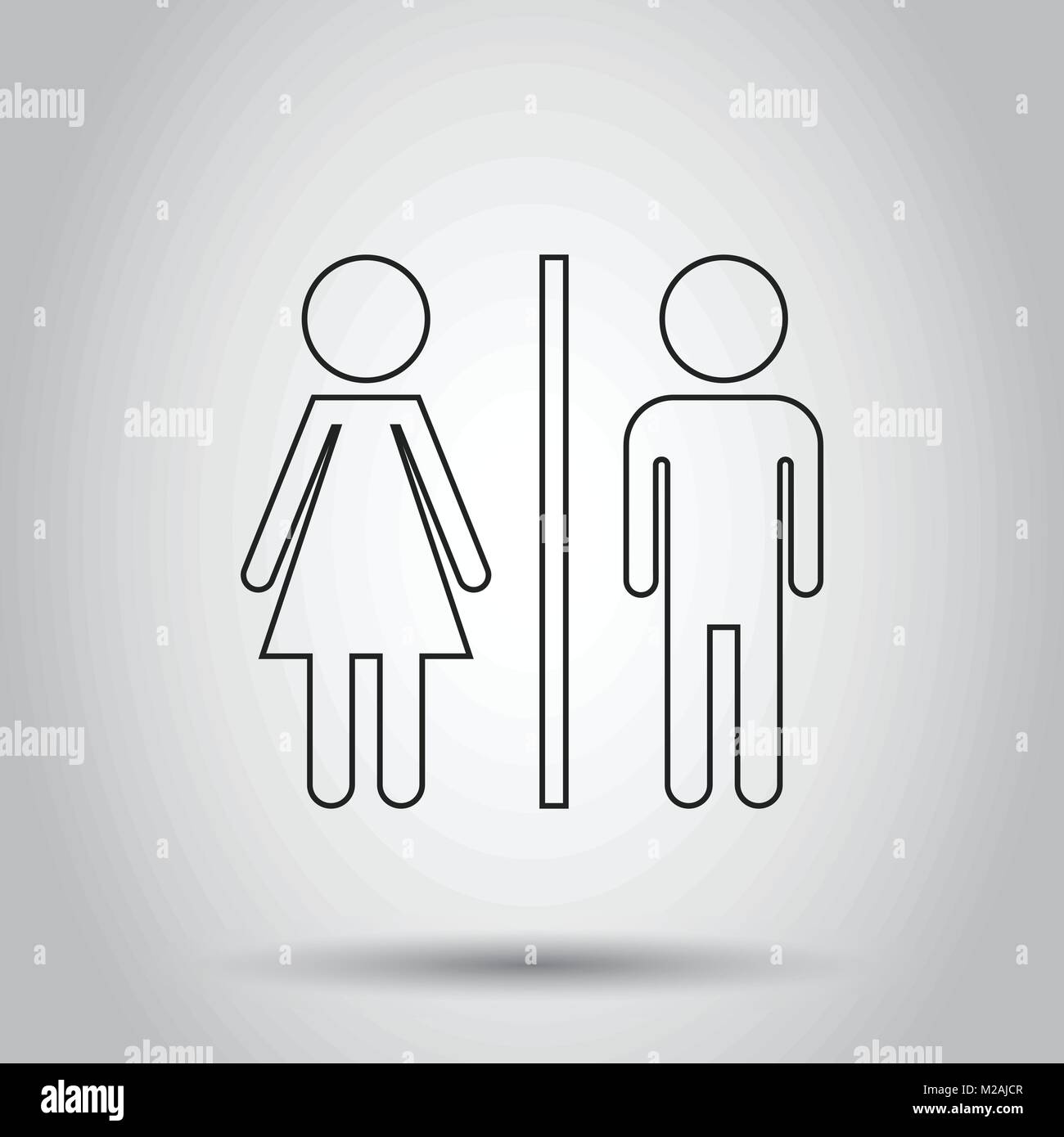WC, toilet line vector icon . Men and women sign for restroom on white ...