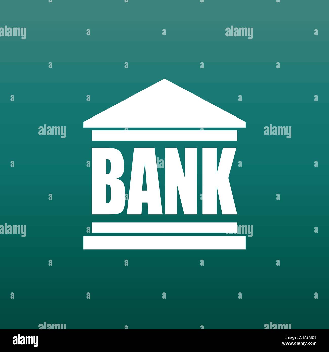 Bank building icon in flat style. Vector illustration on green ...