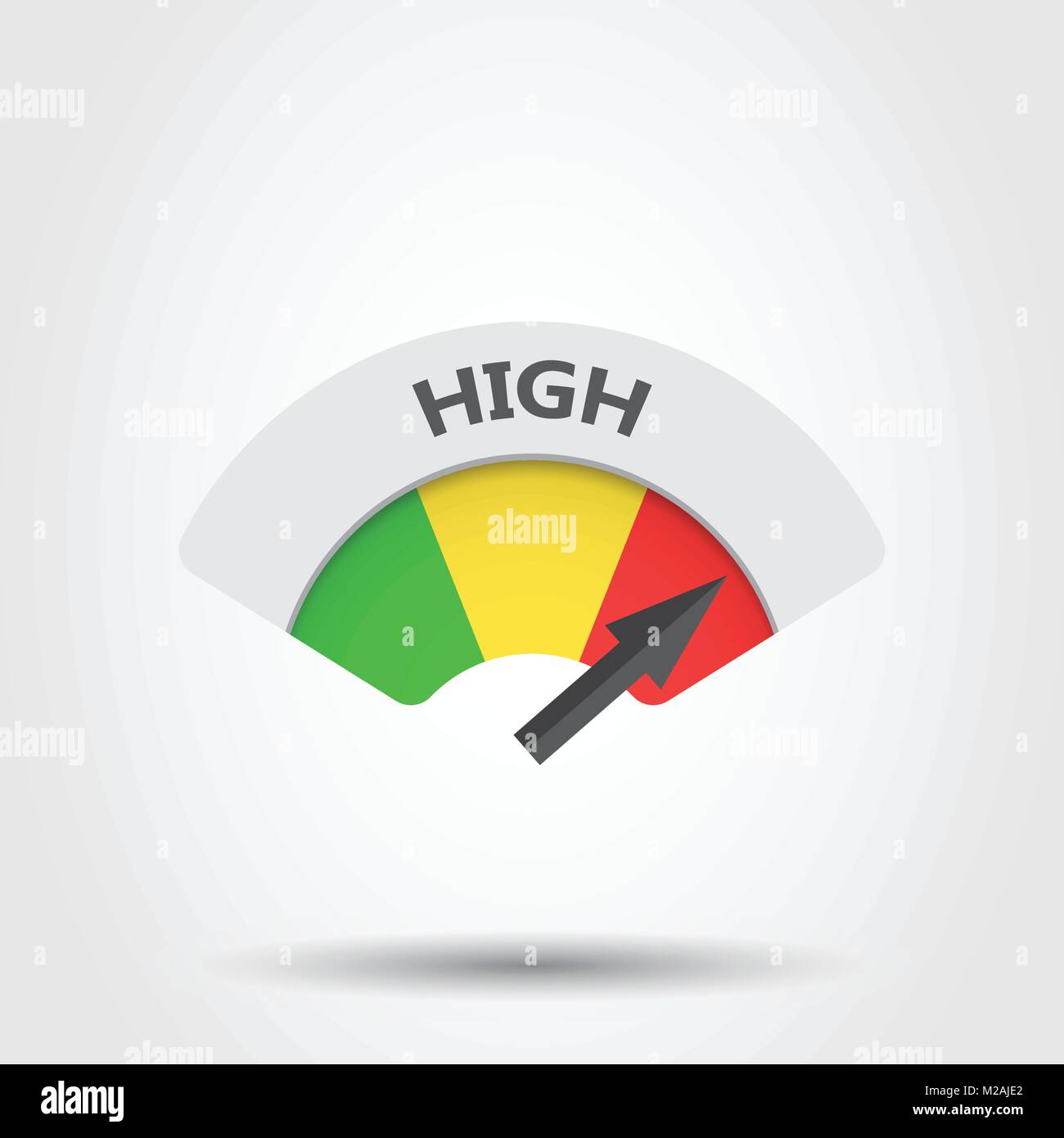 High level risk gauge vector icon. High fuel illustration on gray ...
