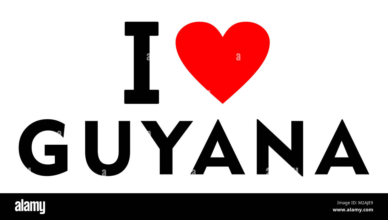 I love Guyana country text red heart message Stock Photo - Alamy