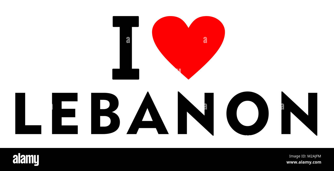 I love Lebanon country text red heart message Stock Photo - Alamy
