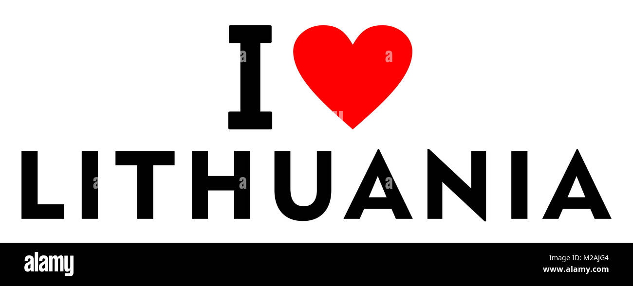 I love Lithuania country text red heart message Stock Photo - Alamy