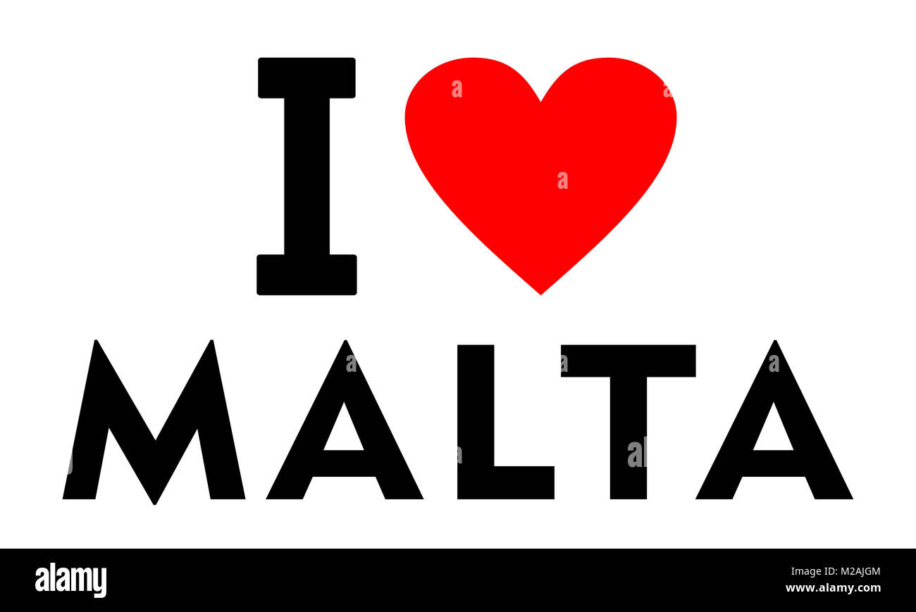 I love Malta country text red heart message Stock Photo - Alamy