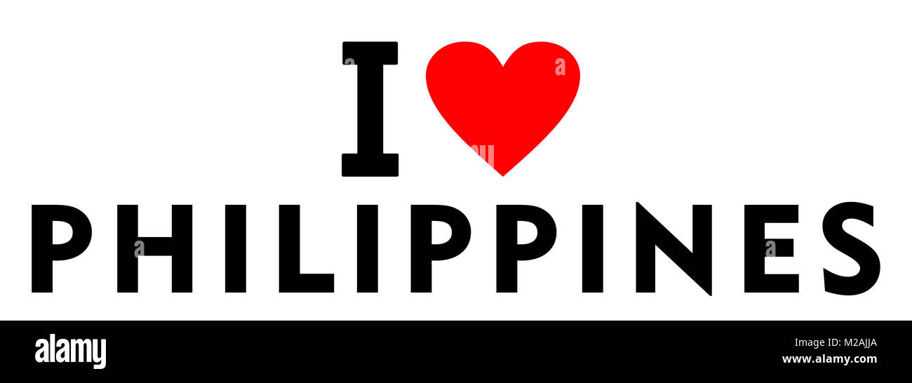 I love Philippines country text red heart message Stock Photo - Alamy