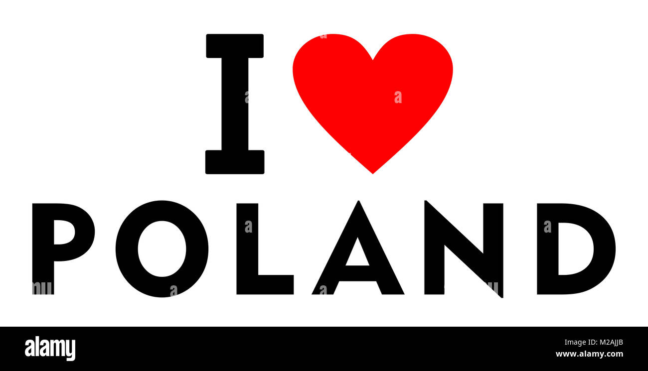 I love Poland country text red heart message Stock Photo - Alamy