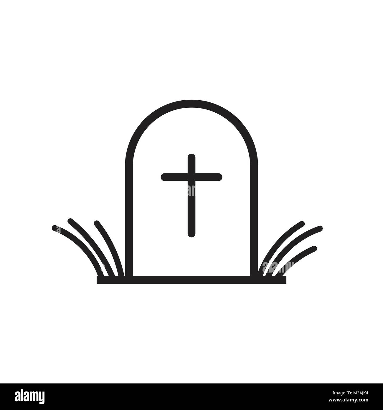 Halloween grave icon in line style. Gravestone vector illustration. Rip ...