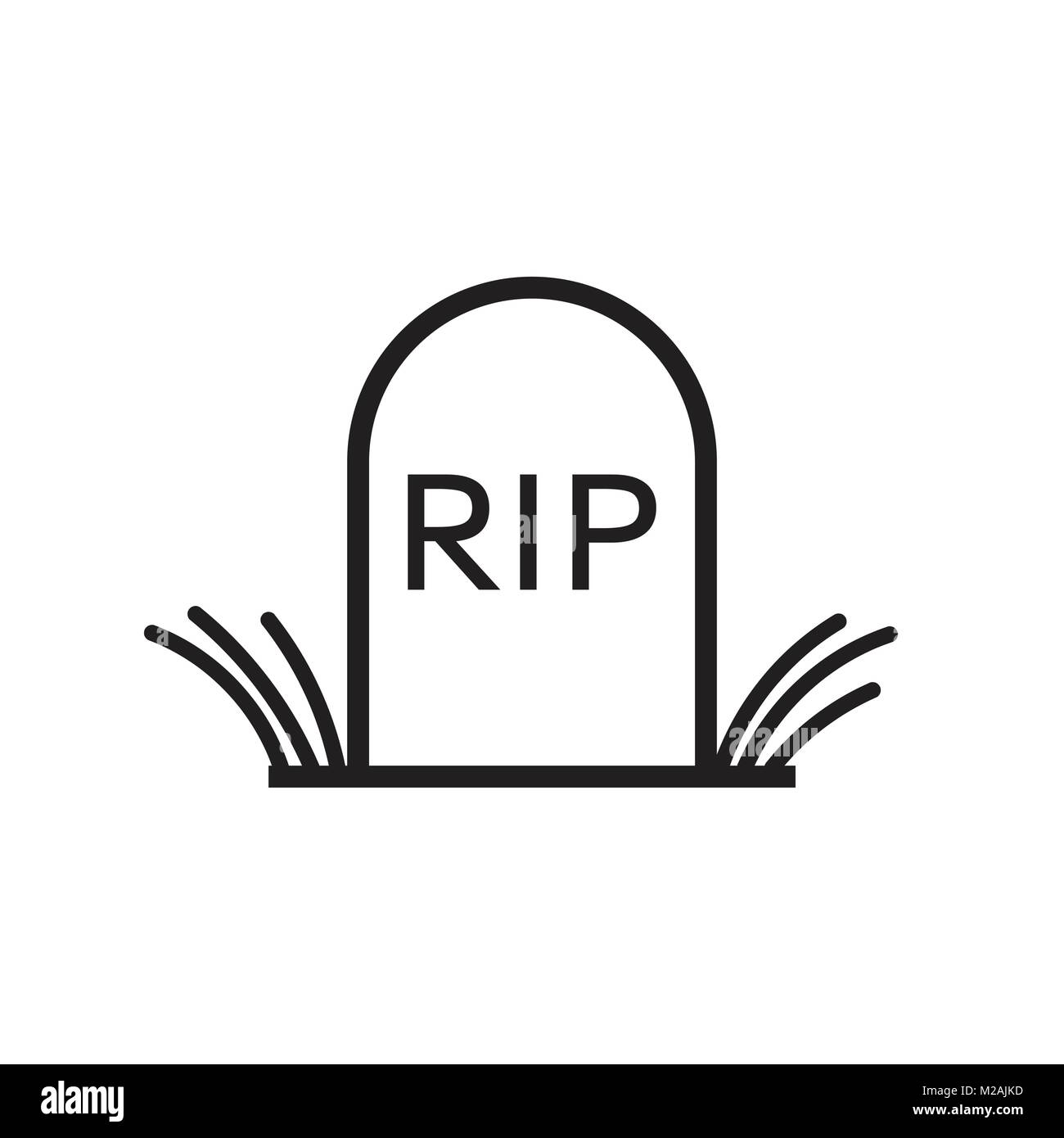 Halloween grave icon in line style. Gravestone vector illustration. Rip ...