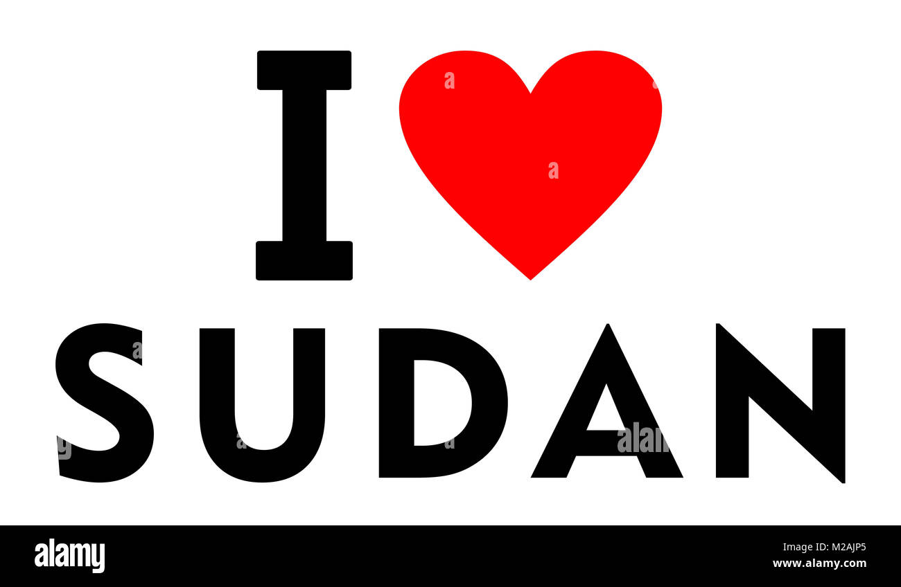 I love Sudan country text red heart message Stock Photo - Alamy