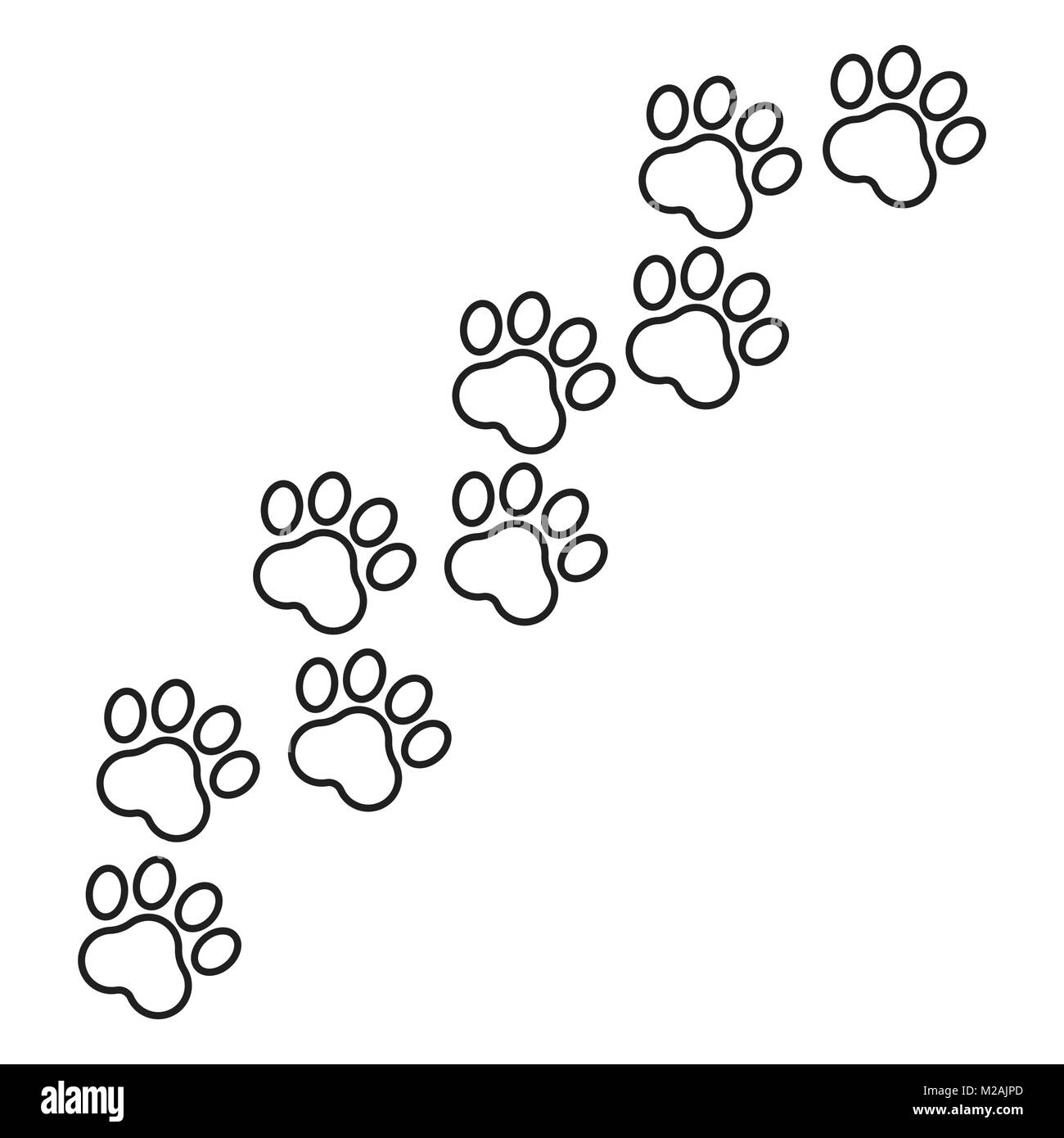 Paw print vector icon in line style. Dog or cat pawprint illustration ...