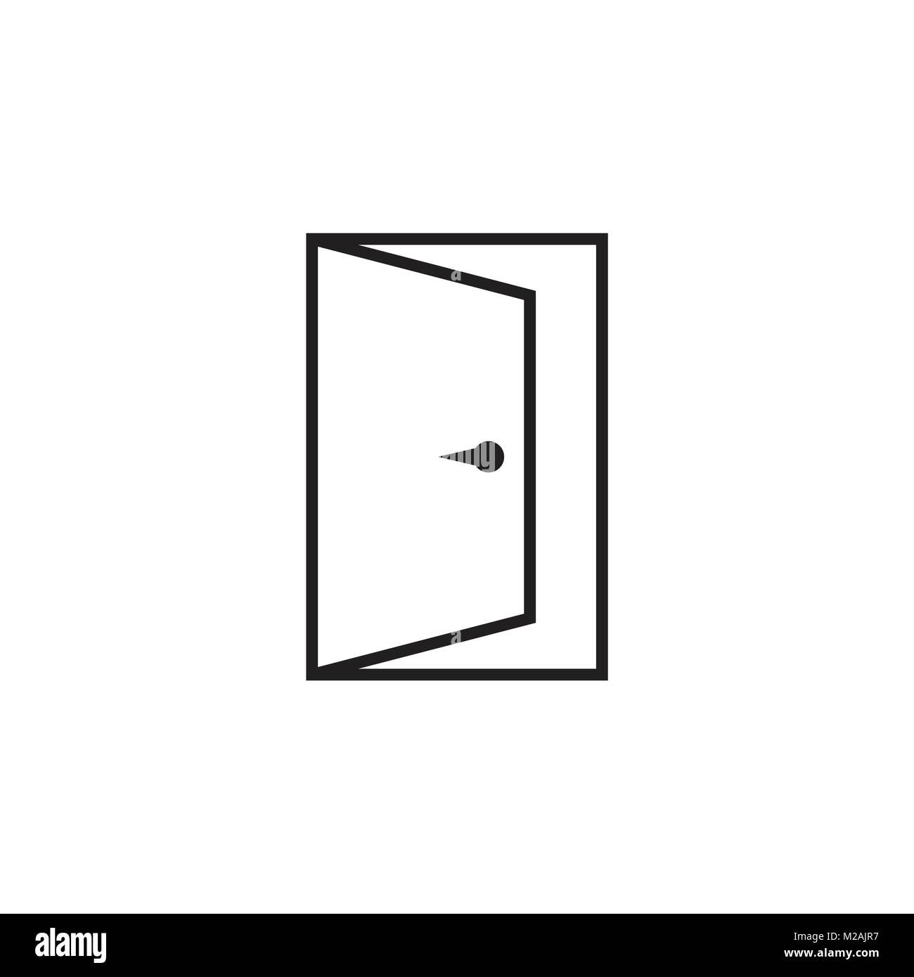 Door Vector Icon In Line Style Exit Icon Open Door Illustration Stock