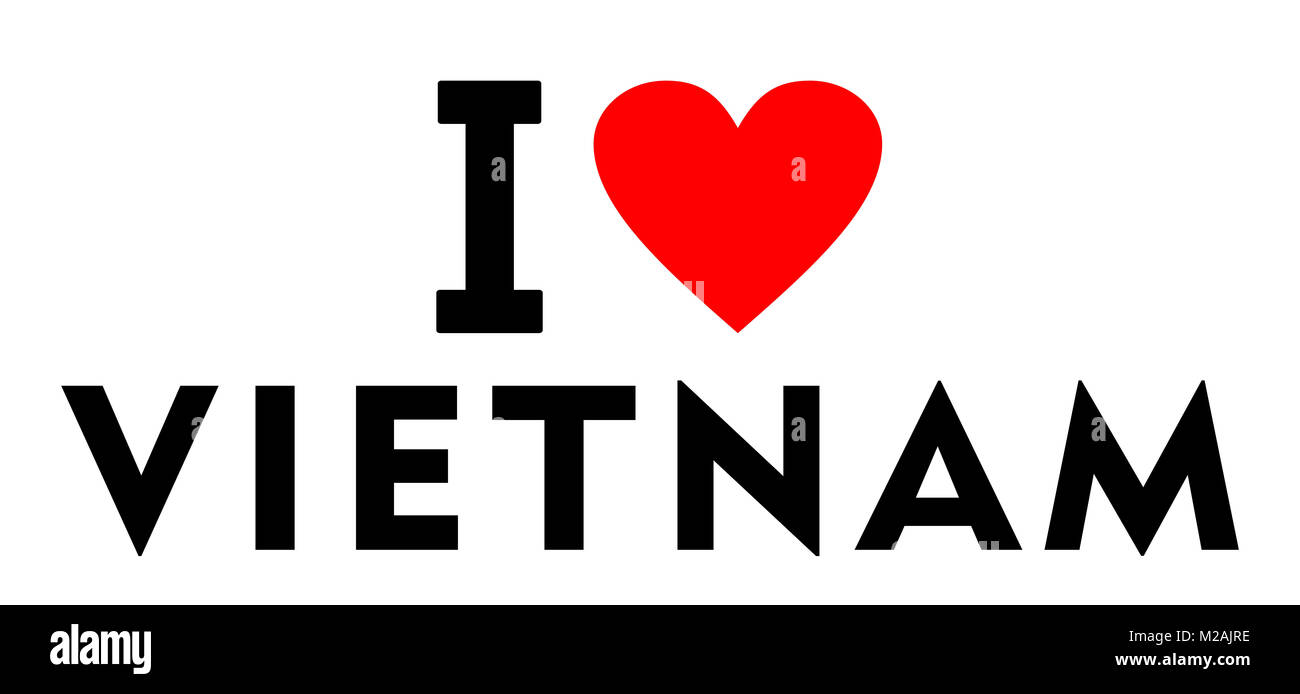I love Vietnam country text red heart message Stock Photo - Alamy