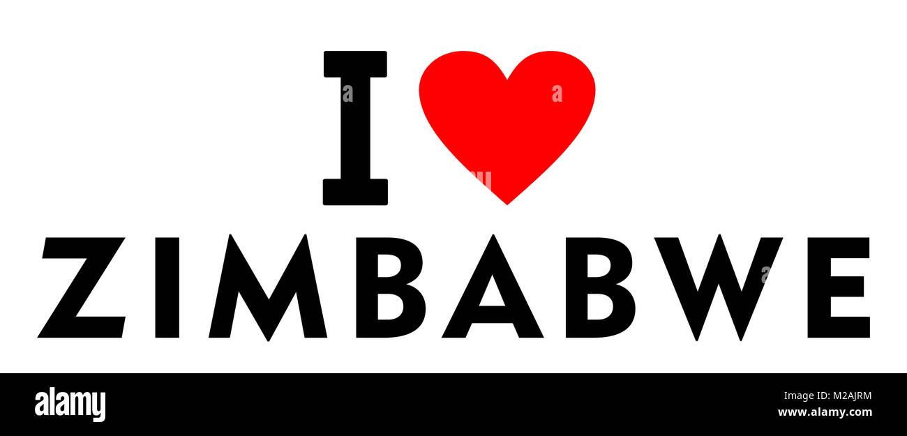 I love Zimbabwe country text red heart message Stock Photo - Alamy