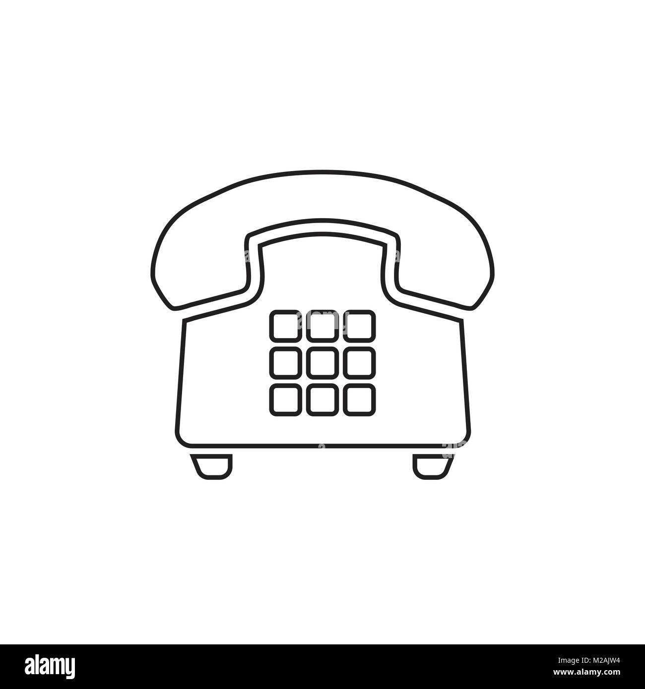 Phone vector icon in line style. Old vintage telephone symbol ...