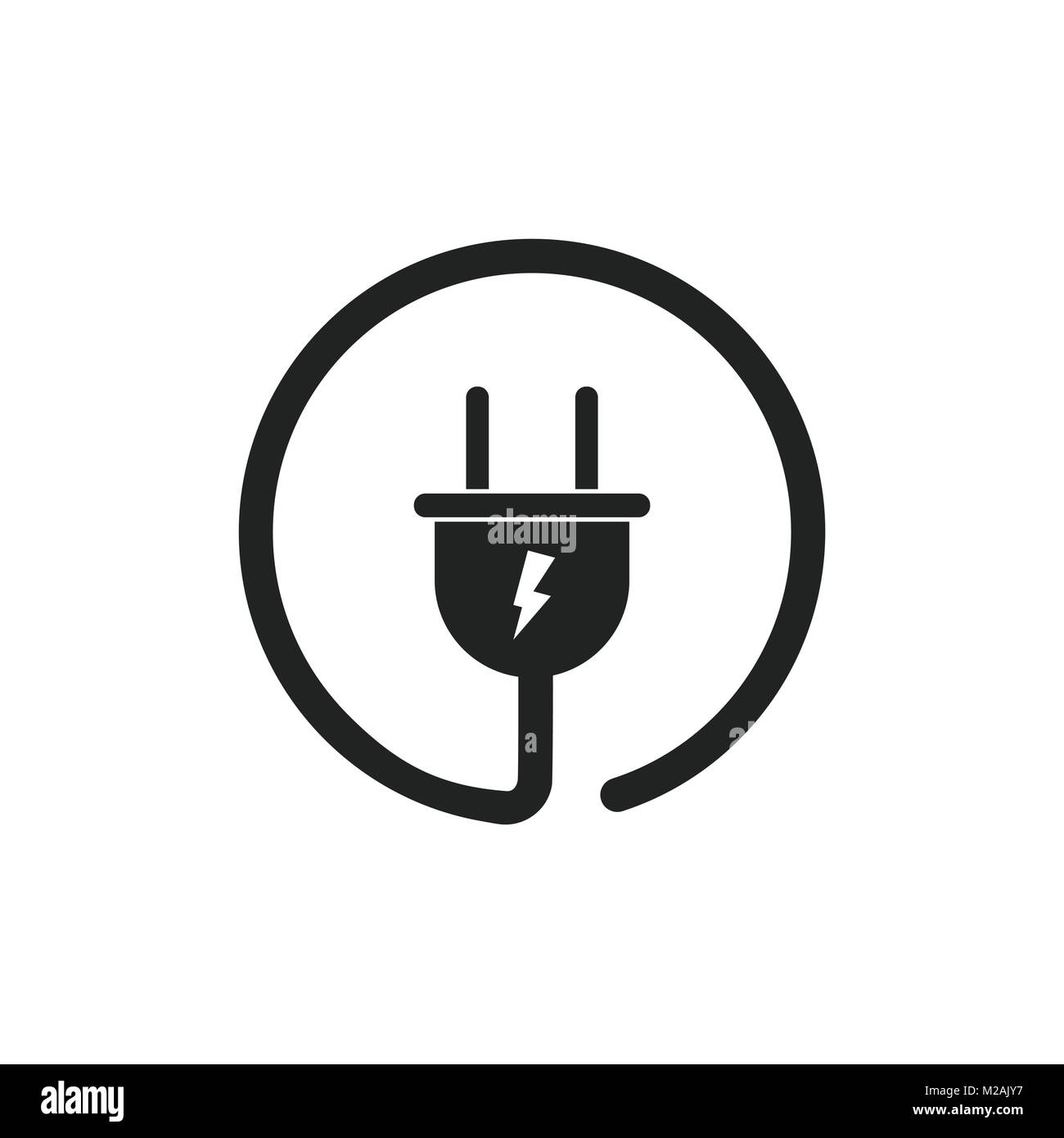 Plug vector icon. Power wire cable flat illustration Stock Vector Image ...