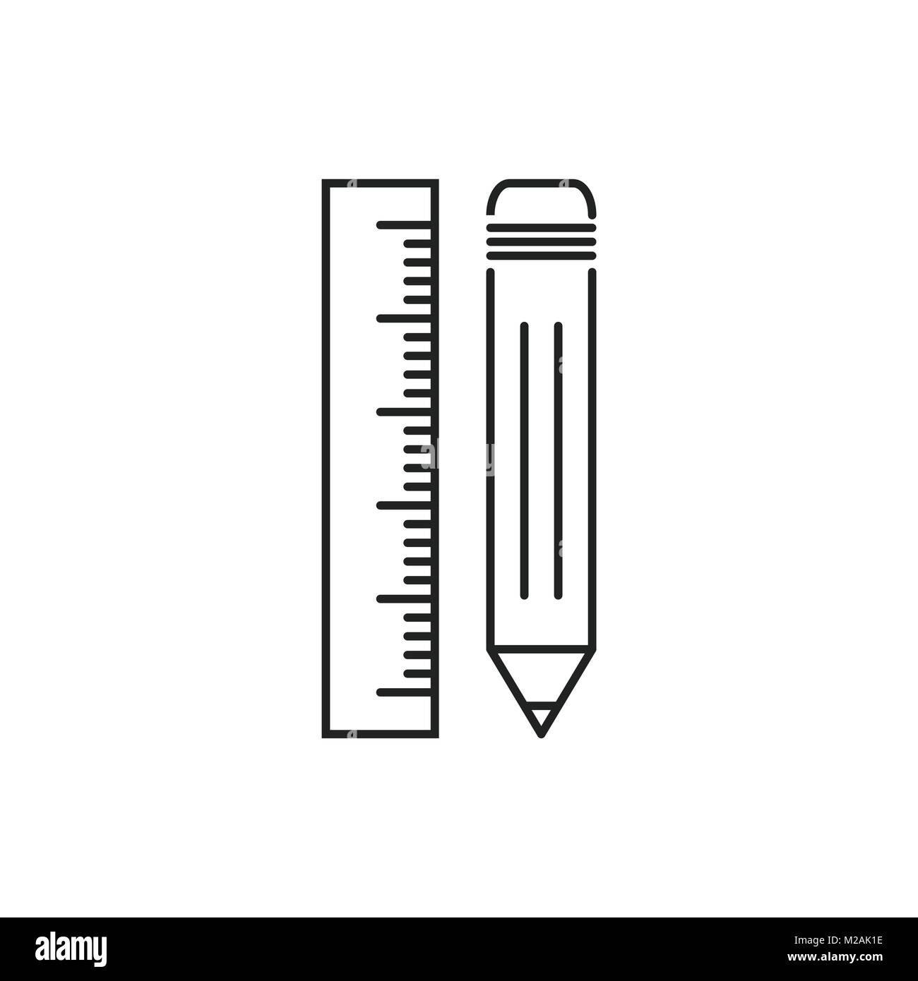 Pencil with ruler icon. Ruler meter vector illustration Stock Vector ...