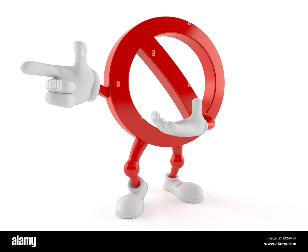 Forbidden character pointing finger isolated on white background Stock ...