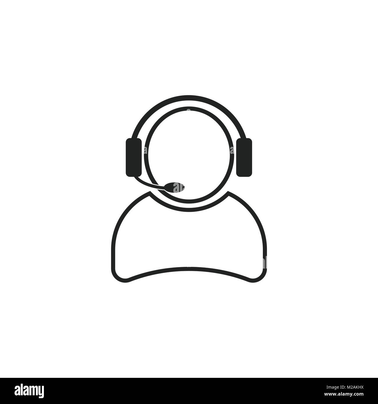 Operator with microphone vector icon. Operator in call center ...