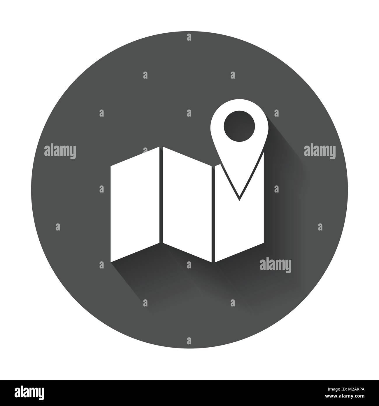 Location icon. Pin with map flat vector icon with long shadow Stock ...